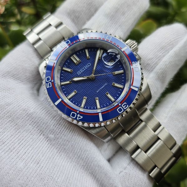 Seiko NH35 Automatic Movement 40mm Custom Sub Date Style Mod Watch ...