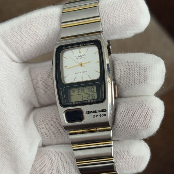 Rare Vintage Casio BP-400 Blood Pressure Monitor Menâ s Ana-Digi Watch ...