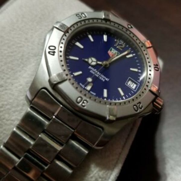 Tag Heuer WK1113 Navy blue Professional stainless mens 200 meters 2000 ...