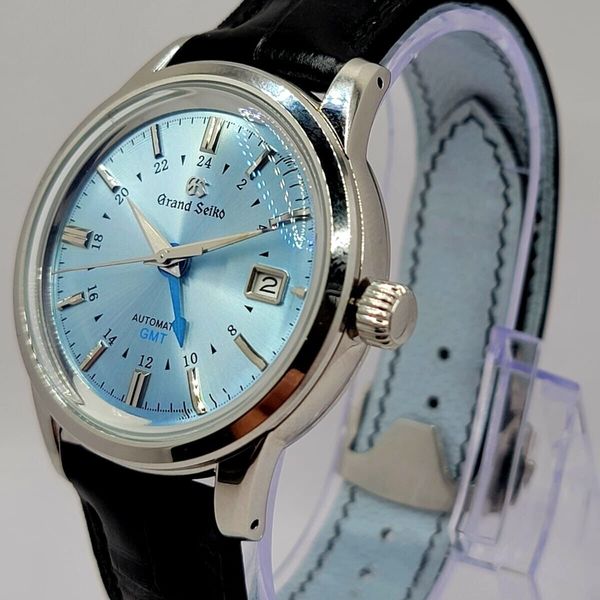 CUSTOM MOD (GRAND SEIKO) GMT S.E.- BLUE DIAL & BLK/BLUE TOGO LEATHER ...