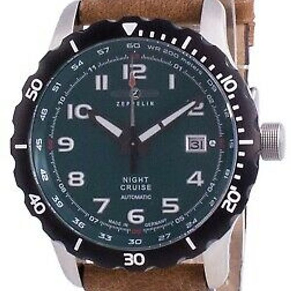 Zeppelin Night Cruise Green Dial Automatic 7264-3 72643 200M Men's ...