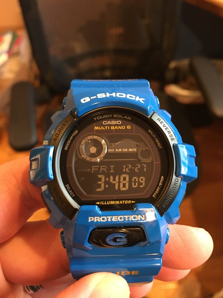 Casio G-Shock GWX-8900 Atomic Solar Tide Graph Moon G-Lide Bright Blue ...