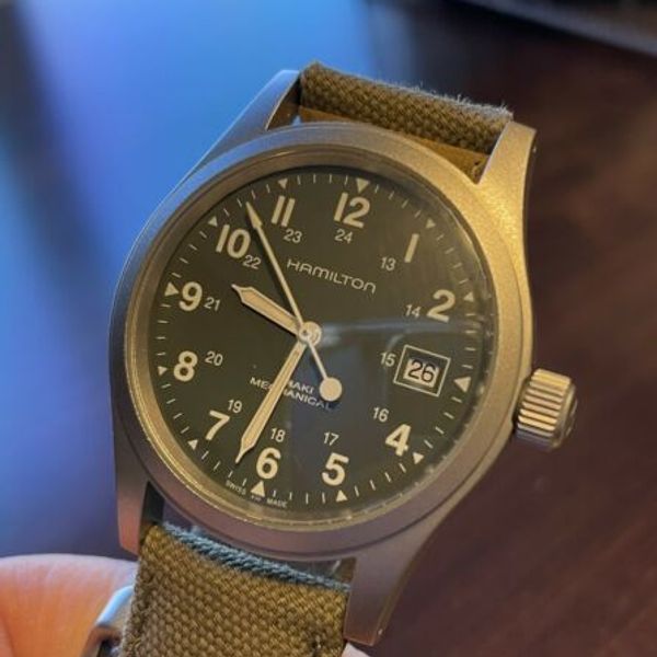 Hamilton Khaki Field Mechanical Green Dial Watch 38mm H694190 With ...
