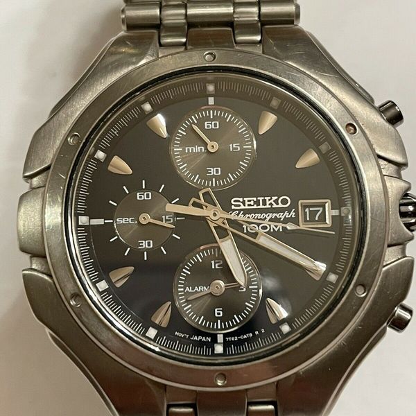 Seiko Titanium Chronograph 100M Sapphire Crystal 7T62-0AT0 Water resistant Watch | WatchCharts ...