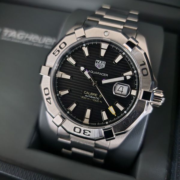 Unused TAG Heuer Aquaracer Automatic WAY2010.BA0927 Black Face 43mm ...