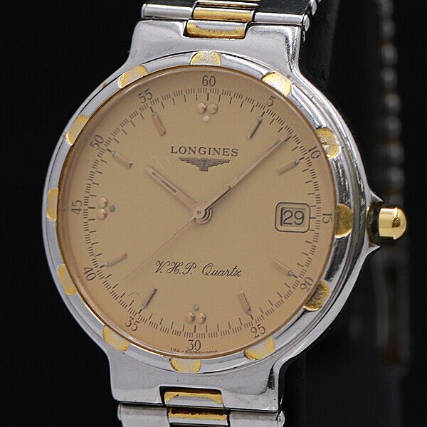 LONGINES Watch VHP Conquest 174 9876 Quartz 18K Gold Plated Date T3461 ...
