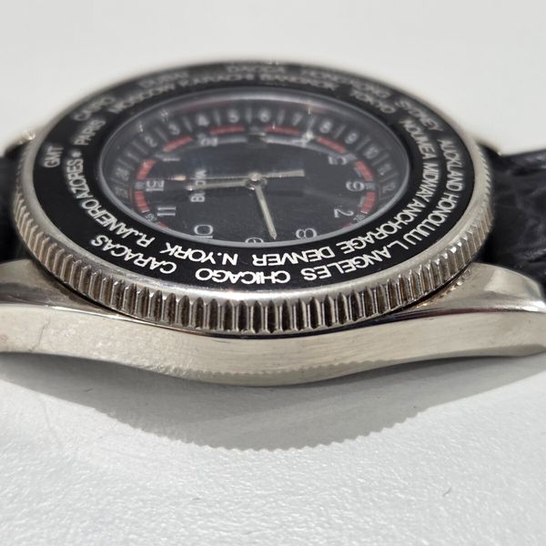 BULOVA TIMEMASTER GMT WORD TIME WITH ORIGINAL LEATHER STRAP AND LOCK ...