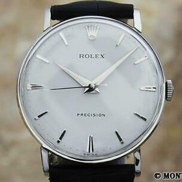 Rolex 9829 Precision 1968 Mens 34mm Swiss Made Stainless St Dress Watch ...