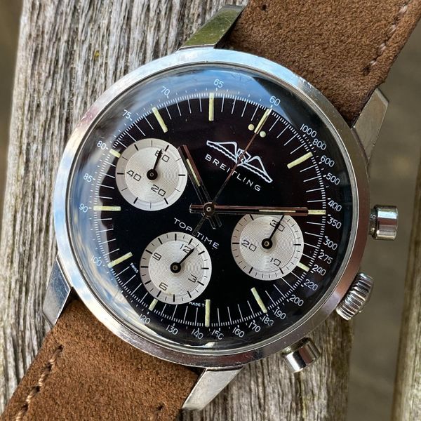 1969 Breitling 810 Top Time AOPA Black Reverse Panda Dial Custard ...