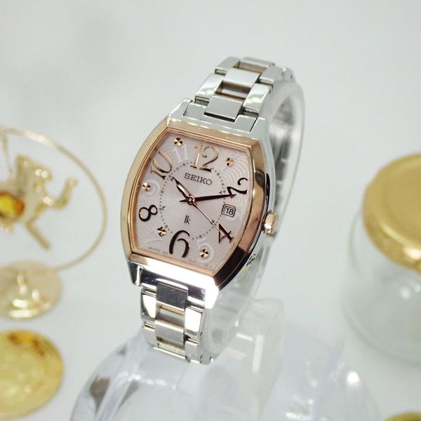 Seiko Lukia Women's Solar Watch Gold Silver Pink Dial Metal Band Manual ...