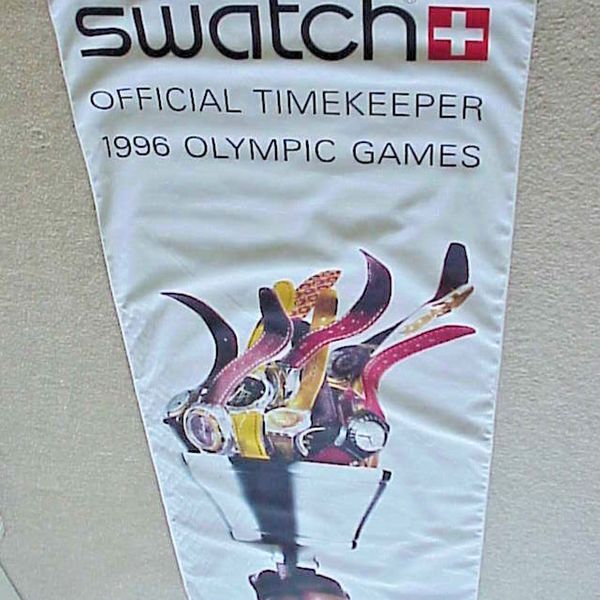 RARE ! NOS 1996 Olympic Swatch Watch BANNER Official Timekeeper 24' x ...