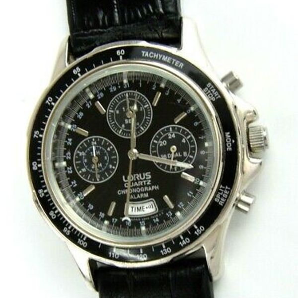Vintage Lorus Mens Quartz Chronograph Alarm Watch N945-7A10 A0, 9 1/2 ...