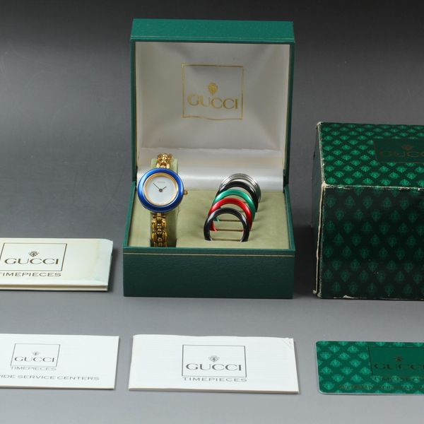 Full Set [N MINT] Gucci Change Bezel 11/12.2 6 Colors Qz Women's ...