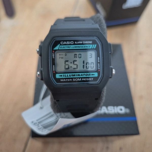 Casio Classic Chronograph Black Digital Watch W-86-1VQES ILLUMINATOR ...