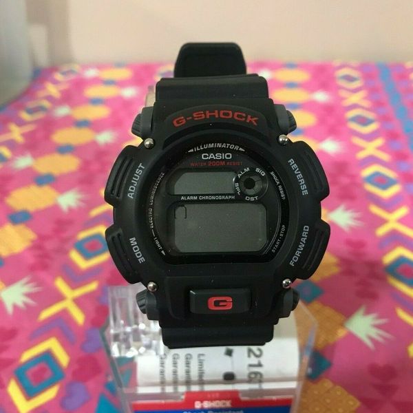 VINTAGE CASIO G-SHOCK DW-9050 2163 BLACK RED WRISTWATCH * NEW OLD STOCK ...
