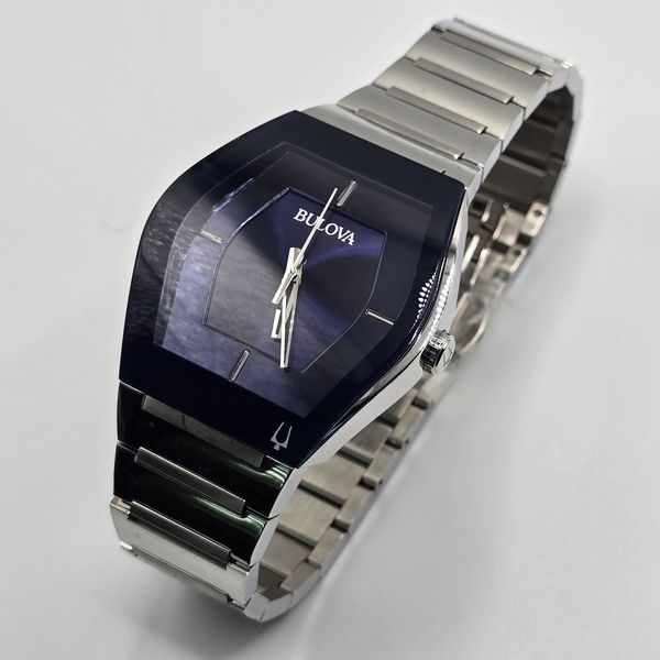 Bulova 96A258 Gemini Blue Dial Tonneau-Shaped Men's Stainless Steel ...