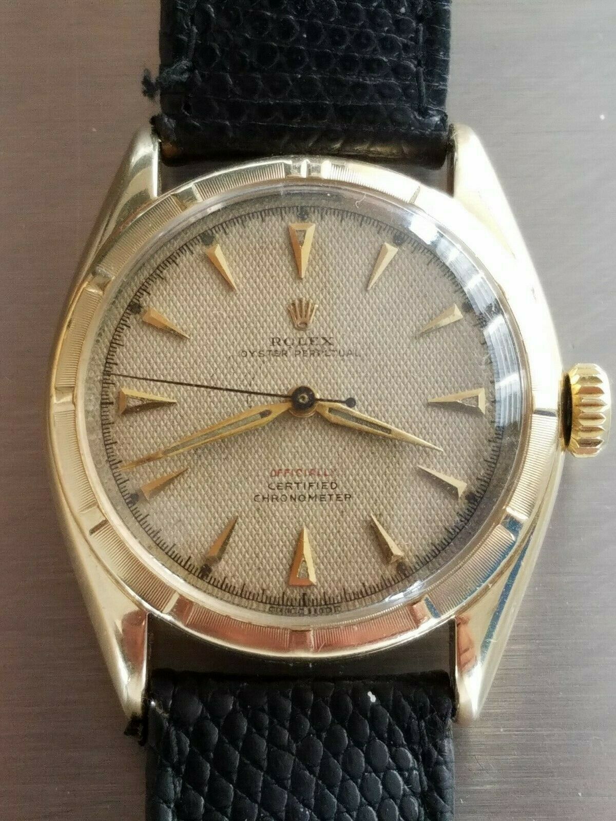Rolex Ref 6085 14k Yellow Gold Honeycomb dial - RED OFFICIALLY very ...