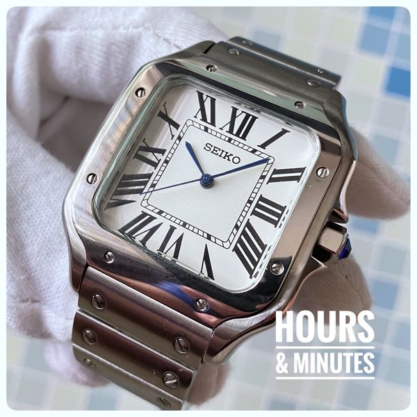 Santos White Roman Steel automatic watch - Seiko mod | WatchCharts ...