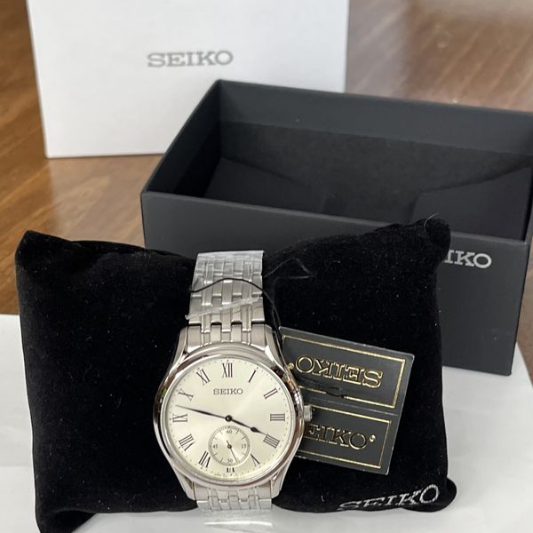 SEIKO Ivory Dial ESSENTIALS Stainless Steel 39 mm Men's Watch SRK047 ...