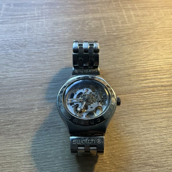 Swatch YAS100D Irony Body & Soul Automatic Skeleton Watch, Stainless ...