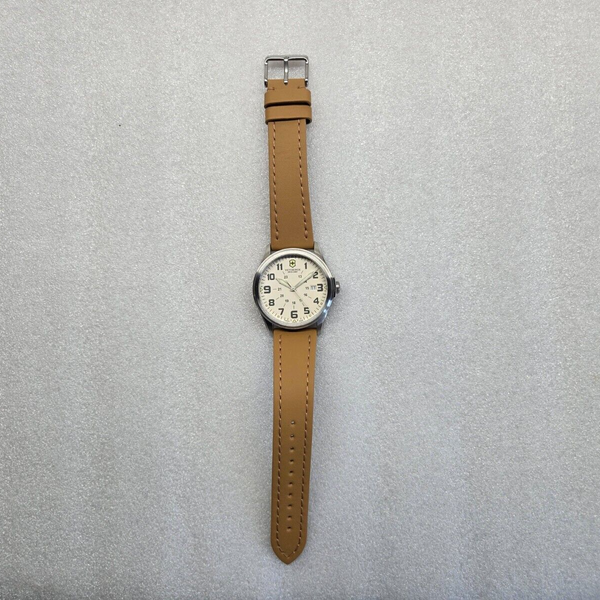 VICTORINOX INFANTRY BEIGE DIAL DATE TAN LEATHER STRAP MEN'S WATCH ...