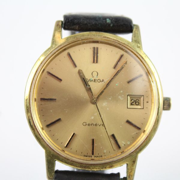 Mens Vintage Omega Geneve Gold Tone Dress Watch Hand Wind Working ...