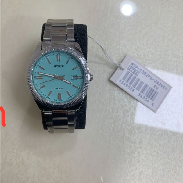 Casio MTP-1302PD-2A2VEF Turquoise / Blue 44mm Silver Stainless Steel ...