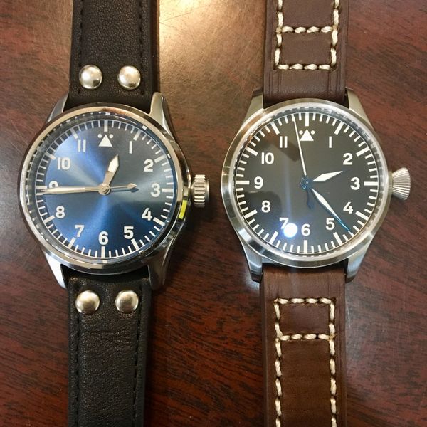 Tisell 40mm and Geckota 40mm Sunburst Blue Pilot Watches | WatchCharts