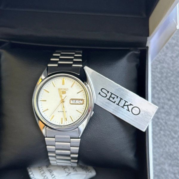 Seiko 5 White And Gold Dial Automatic Open Case back | WatchCharts ...