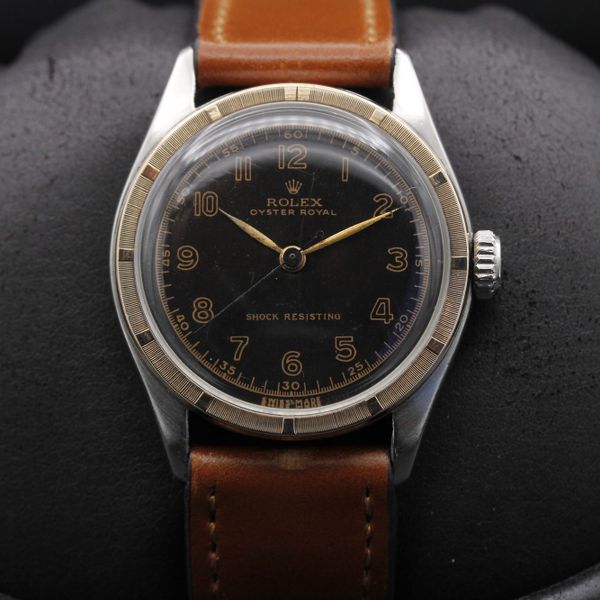 FSOT: Rolex Oyster Royal 6044 Black Gilt - Steel / White Gold Bezel ...