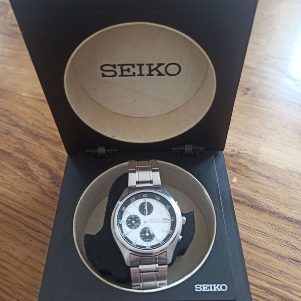Rare Auth SEIKO Chronograph Men's Wristwatch Watch Panda-Dial SND219 ...