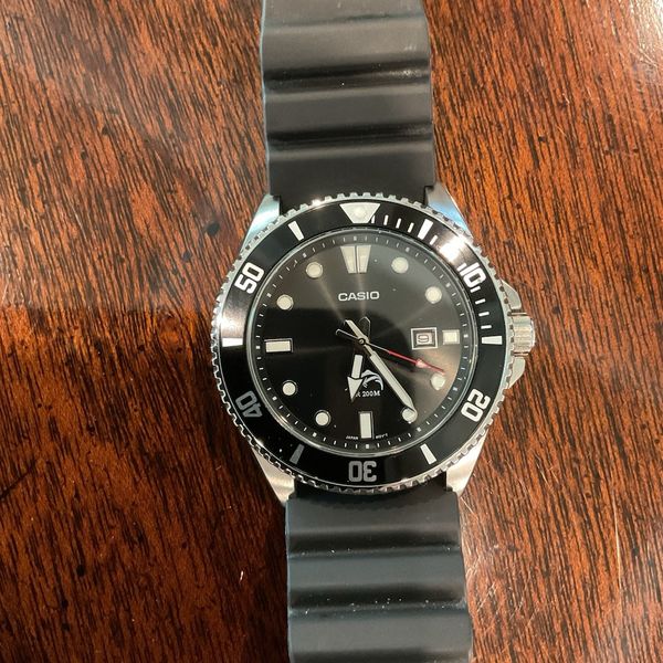 MENS CASIO DIVER WATCH MDV-106-1AVCF Black Resin Band, Sapphire Crystal ...