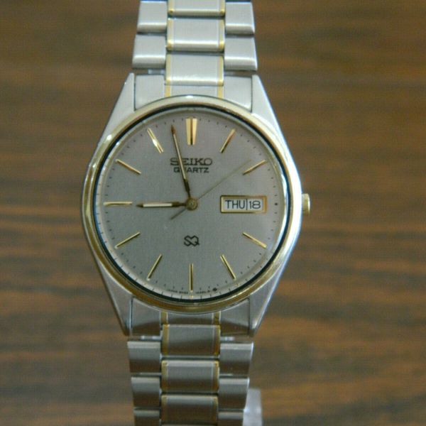 SEIKO QUARTZ MENS WATCH 5H23-8A09 DAY/DATE NEW BATTERY RUNS ...