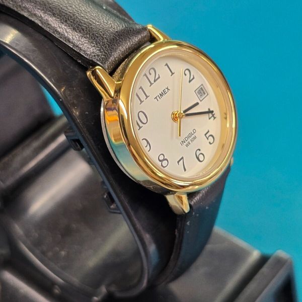 Working Timex Indiglo Leather Band Ladies Calendar Wristwatch T2H341 ...