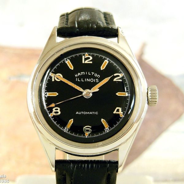 1950's Vintage HAMILTON ILLINOIS Automatic, Stunning BLACK Dial ...