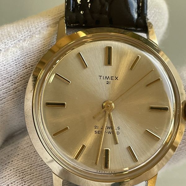 Vintage 1967 Timex 21 Self-Wind Mechanic Men's Watch Serviced Golden ...