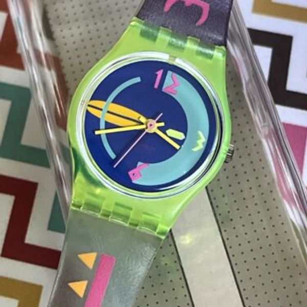 ð ¥ RARE NEW Vintage 1989 89 LJ101 PEAK SEASON Swatch Watch Ladies 25mm ...