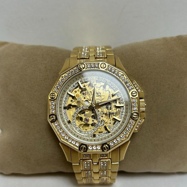 Bulova Octava Men's Watch 98A292 Automatic Gold Tone Stainless Steel ...
