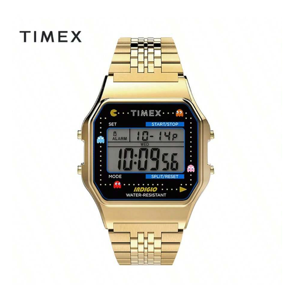 Timex PAC-MAN Watch X T80 34mm Stainless Steel GOLD TONE - NEW ...