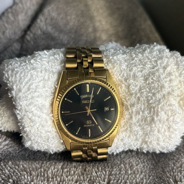 Seiko SQ President Men's Vintage Two-Tone Day/Date Quartz Watch 5Y23 Gold Black | WatchCharts ...