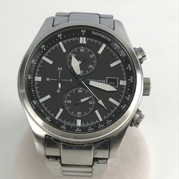 [Used] CITIZEN Eco-Drive / Solar Watch / Analog / Stainless Steel / BLK / SLV / Many scratches ...