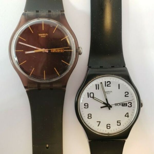 Swatch Mens Lot of 2 - Date Day Indicator Quartz Analog Wristwatch ...