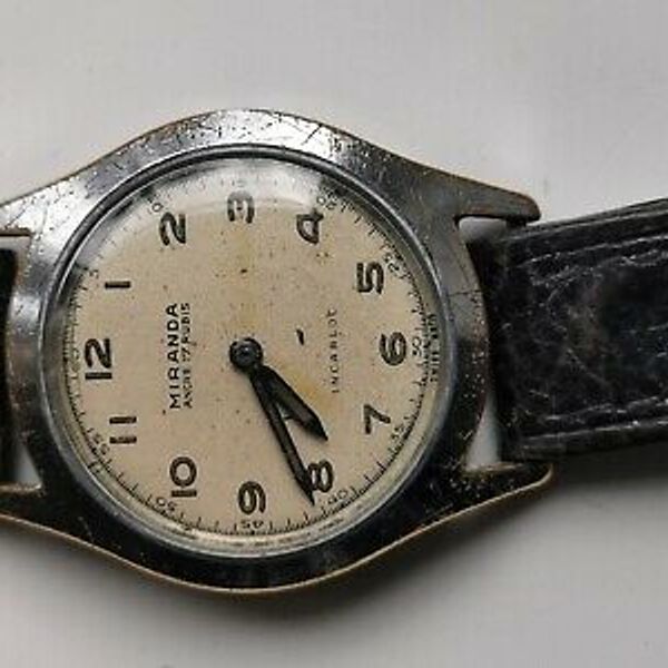 MENS VINTAGE MIRANDA 24 HOUR DIAL OTTO MAIRE MOVEMENT MANUAL WIND WATCH ...