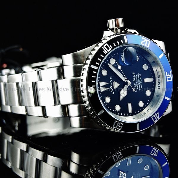 Legend Men 200m Deep Blue Batman Diver Automatic Sapphitek Black Dial ...