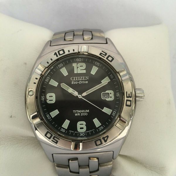 Citizen Mens Titanium Eco Drive Date 200 MT Bracelet Watch E110-K003059 ...