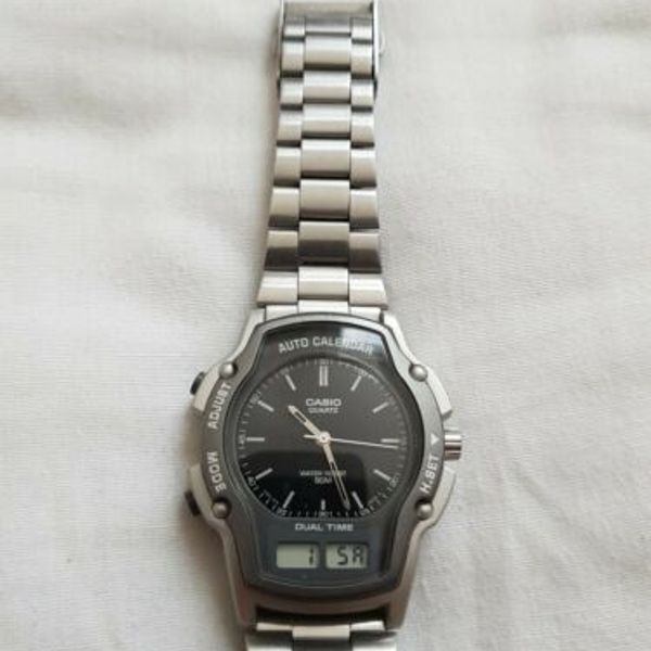 RARE CASIO DUAL TIME AW-24 AUTO CALENDAR MODULE 2318 ANALOG DIGITAL ...