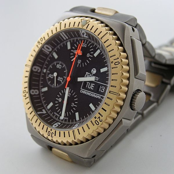 FS - RARE 18k Gold and Titanium Tutima Military Chronograph ...