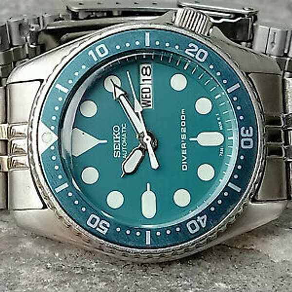 STUNNING GREEN MOD SEIKO DIVER 7S26-0030 SKX013 AUTOMATIC MEN'S WATCH ...