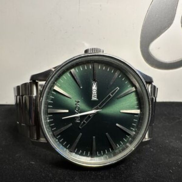 Nixon The Sentry Watch Silver/Green | WatchCharts Marketplace