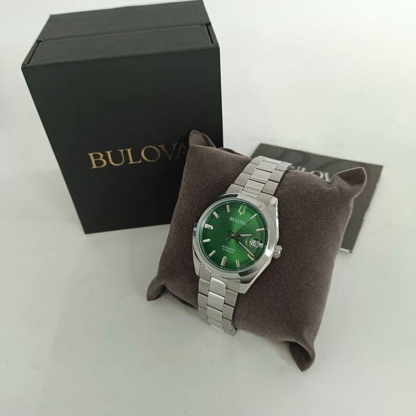 Bulova Surveyor 96B429 Men's Automatic Watch Green Dial 39mm Stainless ...